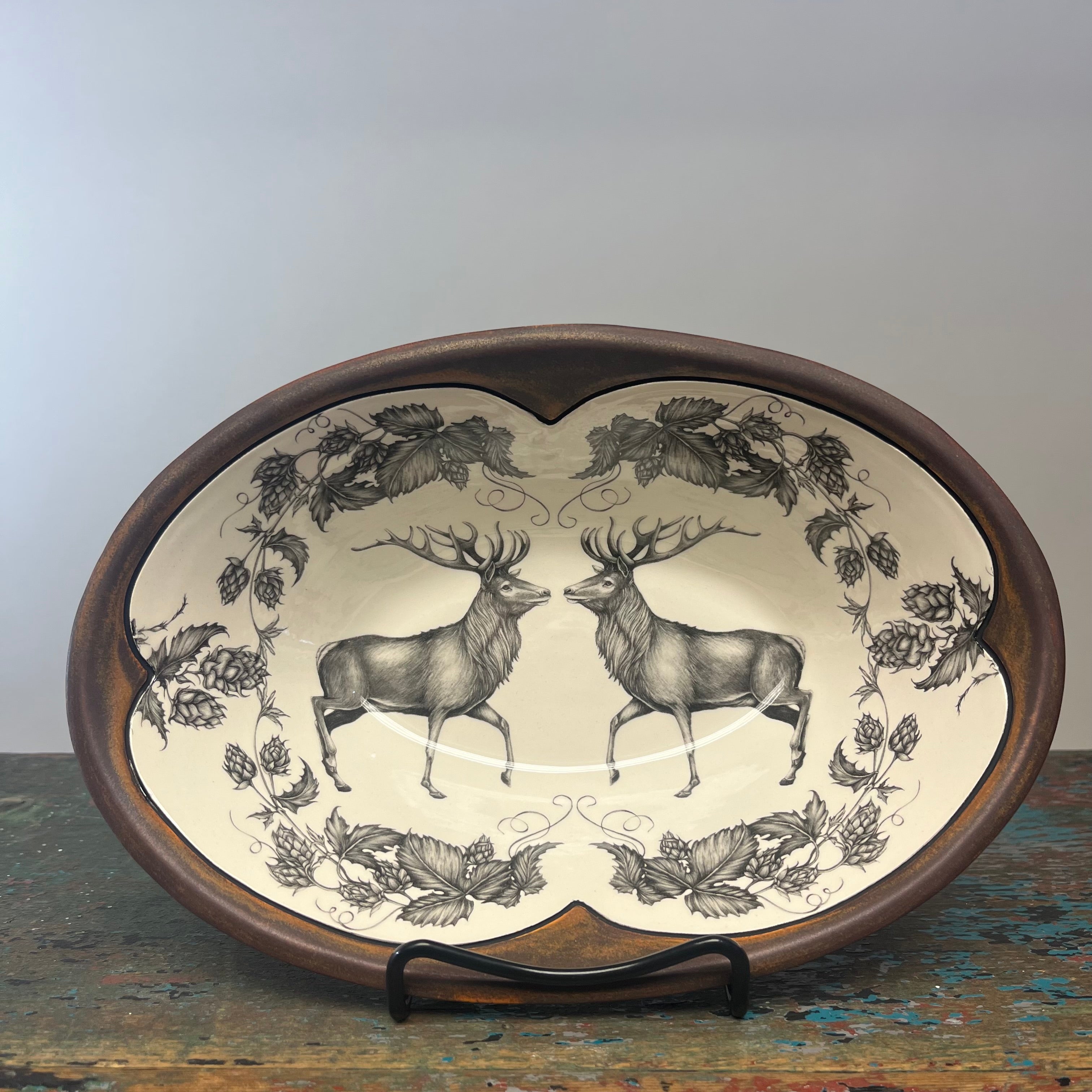 Laura Zindel Red Buck and Hops Large Serving Dish - ISLES STUDIO