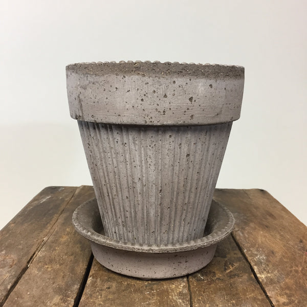Simona Pot Grey #14 With Saucer - ISLES STUDIO